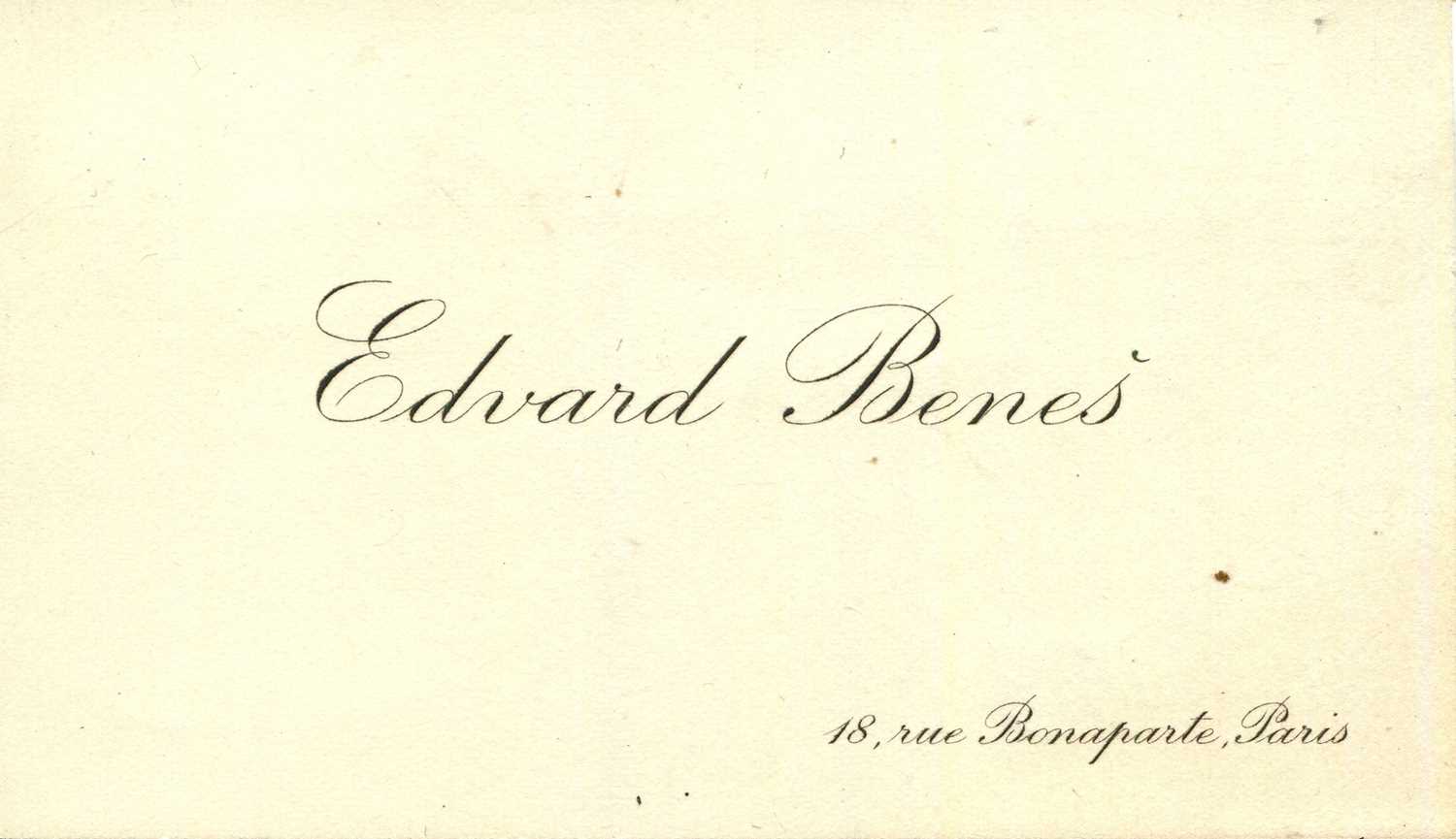 Lot 1091 - BENES EDVARD: (1884-1948)