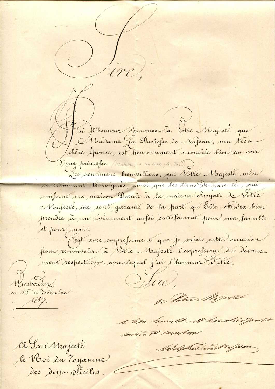 Lot 1283 - ADOLPHE, GRAND DUKE OF LUXEMBOURG: