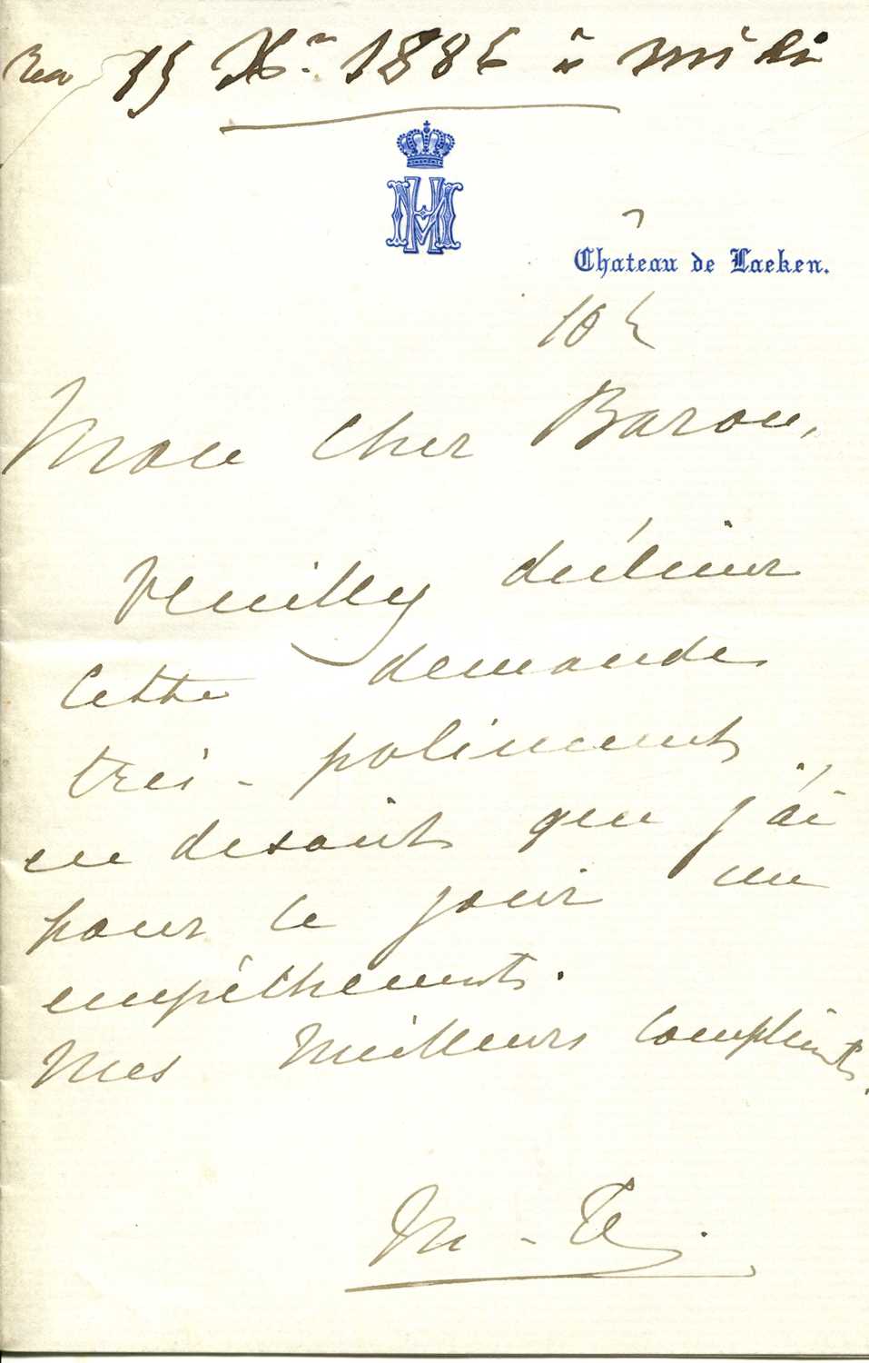 Lot 1243 - MARIE HENRIETTE OF AUSTRIA: (1836-1902)