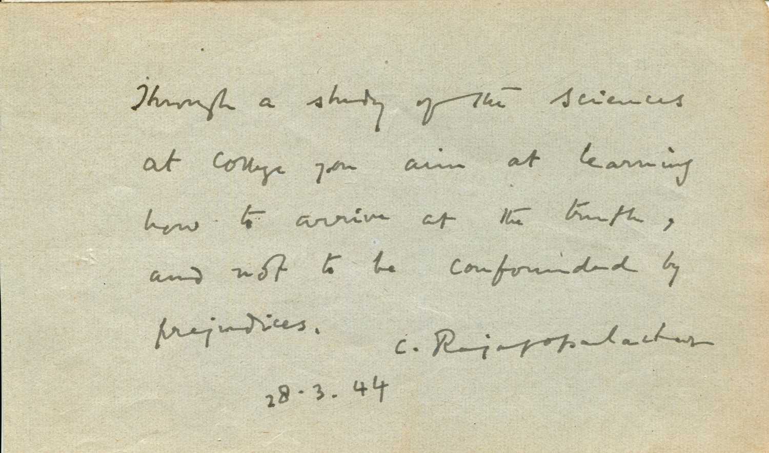 Lot 1349 - RAJAGOPALACHARI CHAKRAVARTI: (1878-1972)