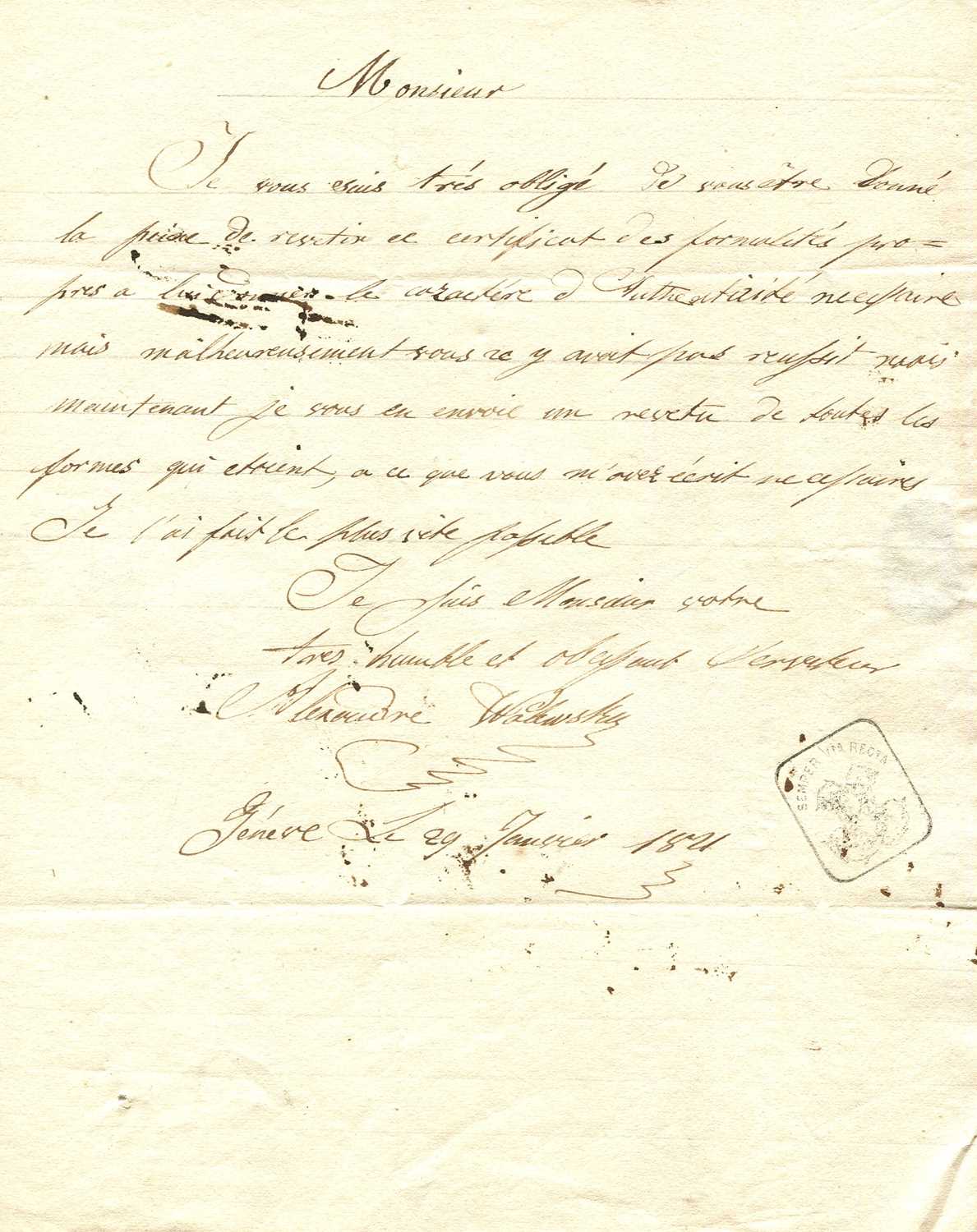 Lot 1221 - WALEWSKI ALEXANDRE: (1810-1868)